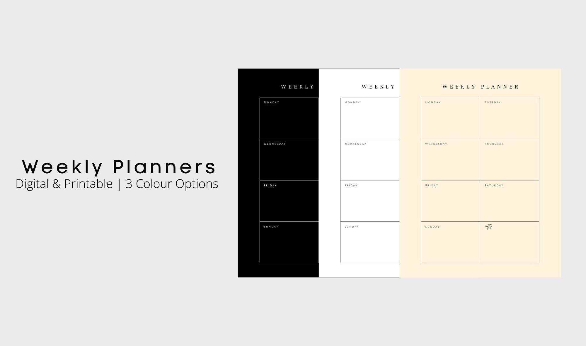 Weekly Planner Digital Printable Minimalist Design for | Etsy
