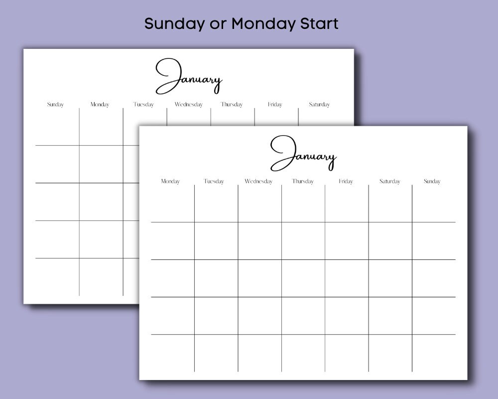Monthly Calendar, Undated, Planner, Goodnotes Template, Printable ...