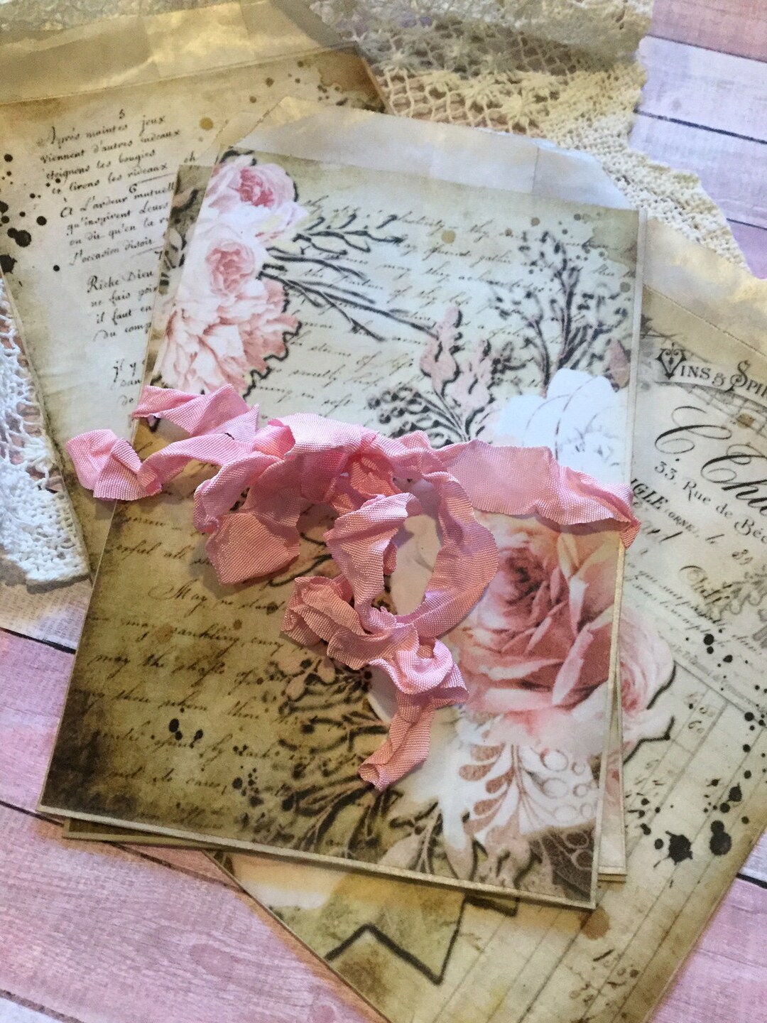Victorian Winter Rose * 5 Glassine Bags * Rose & Vintage Paper ...