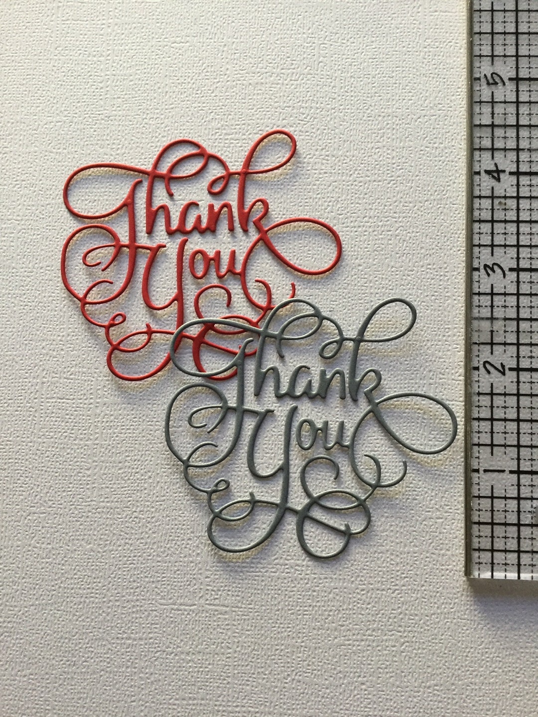 Die Cuts * "thank You" * Script * Filigree * 2 Pieces in 2 Colors * Red ...