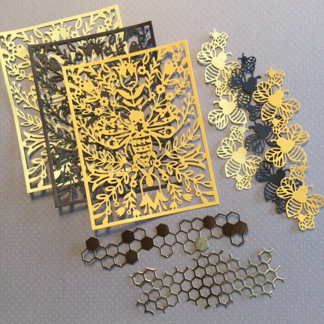 Die Cuts * Bee * Card Frame * Card Making Kit * Honeycomb * 8 Pieces ...