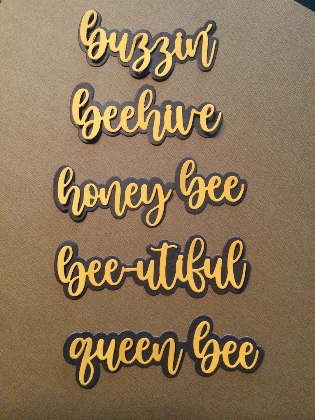 Bee Words W/ Background * 19 Pieces * Black, Yellow & Gold * Buzzin ...