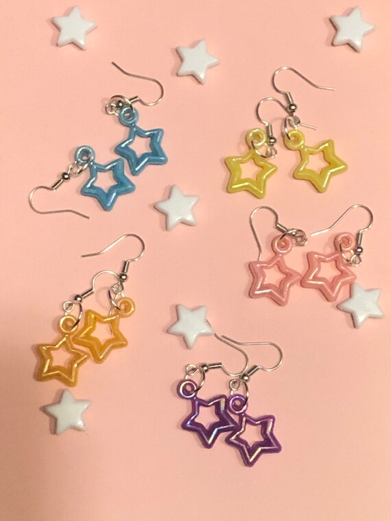 Kidcore Earrings Hollow Stars in Various Colors - Etsy