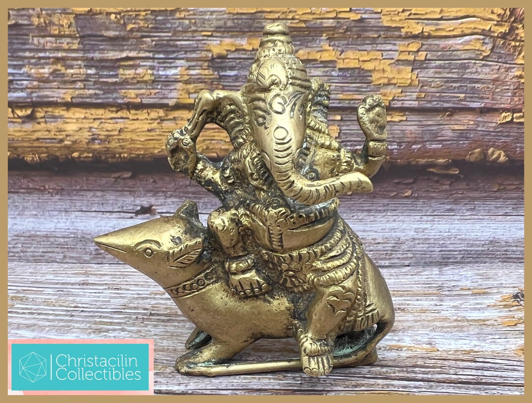 Vintage Figurine | Lord Ganesh(a) Sitting on Mouse, Vahan of Lord ...
