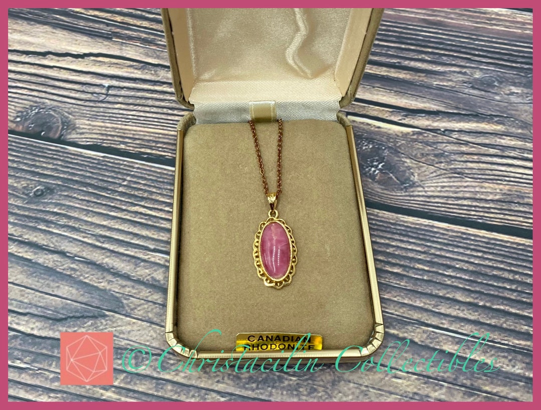 Vintage Jewelry | Canadian Rhodonite Stone in in 14kt Gold Plated ...