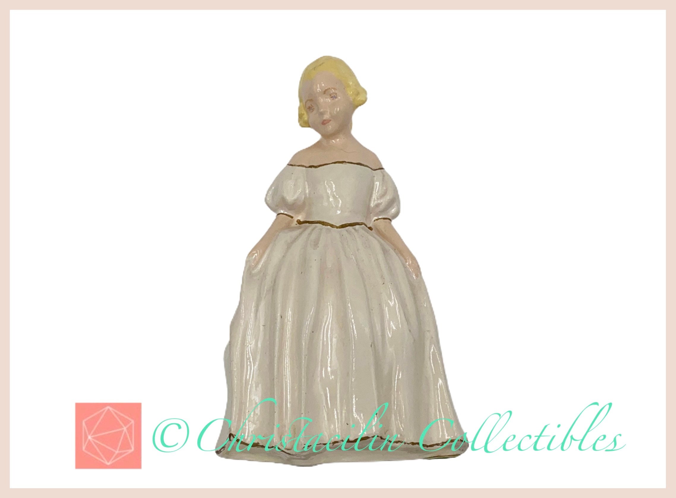 Vintage Figurine 1940s Victorian Style Chalkware Girl in | Etsy