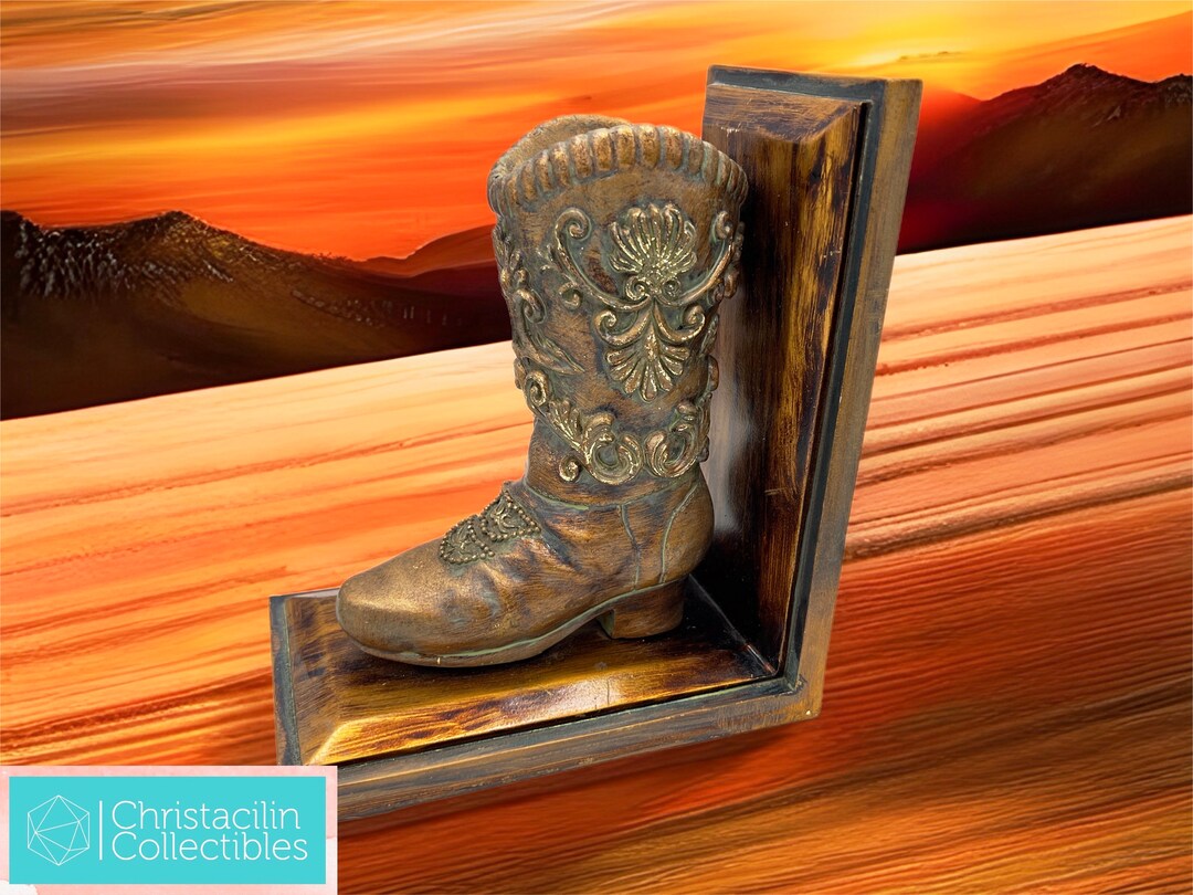 Vintage Bookend | Ornate Cowboy Boot - Etsy
