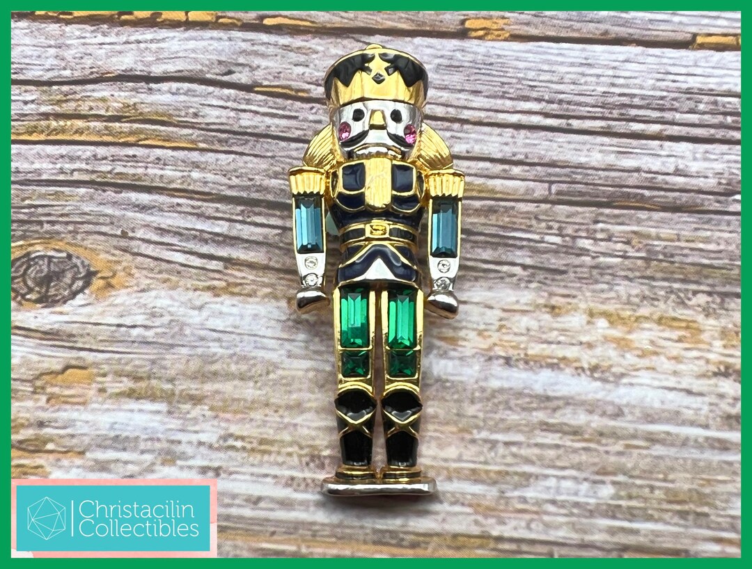 Vintage Jewelry | Monet 1980s Jeweled Nutcracker Brooch Lapel Pin - Etsy