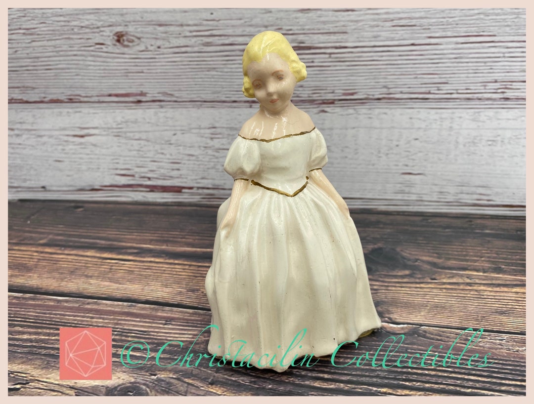 Vintage Figurine | 1940s Victorian Style Chalkware Girl in Fancy Ivory ...