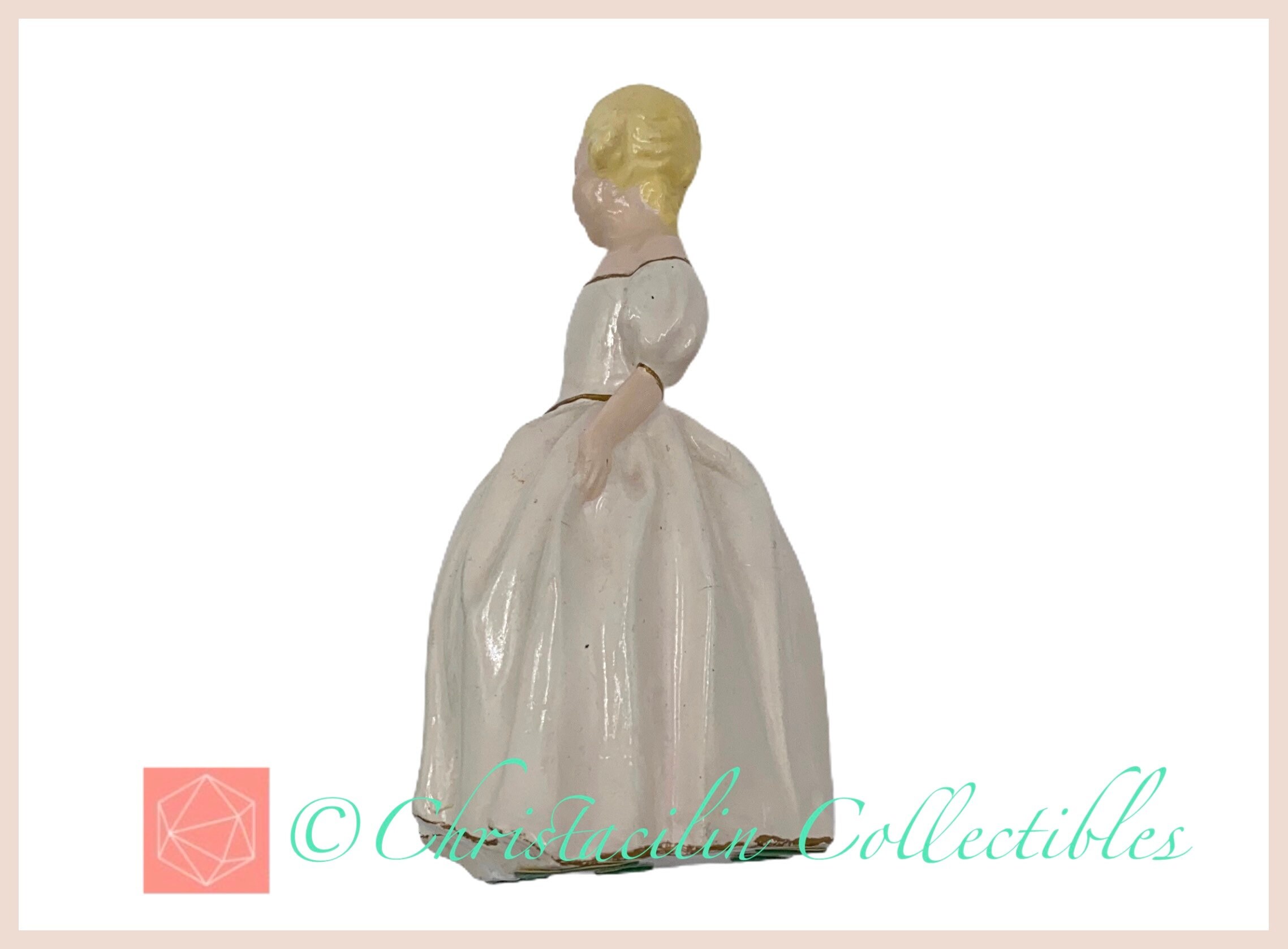 Vintage Figurine 1940s Victorian Style Chalkware Girl in | Etsy