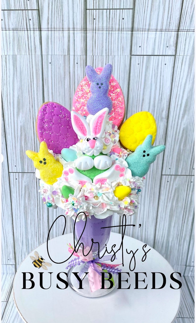 Fake Milkshake, Easter Decor, Faux Sweets, Fake Bunny, Tiered Tray ...