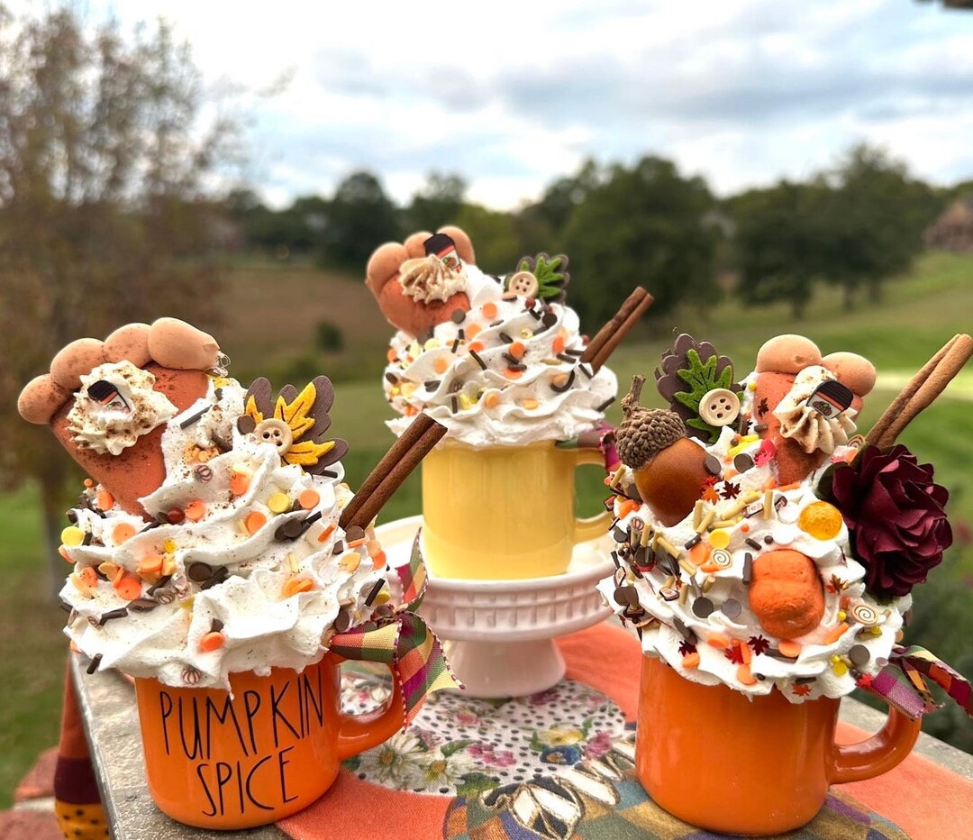 Mini Fall Mug Mini Faux Whip Mug Fall Decor Fall Table - Etsy