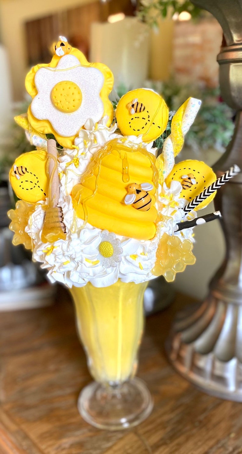 Fake Milkshake, Bee Decor, Bee Faux Milkshake, Bee Theme, Bee Macaroon ...