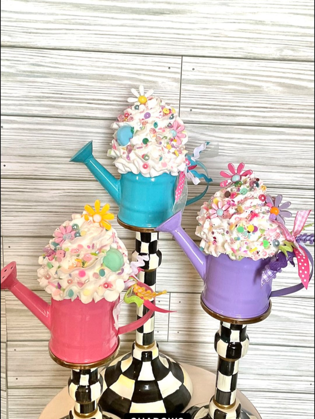 Fake Bake, Faux Sweets, Mini Watering Can Fake Bake, Tiered Tray Decor ...
