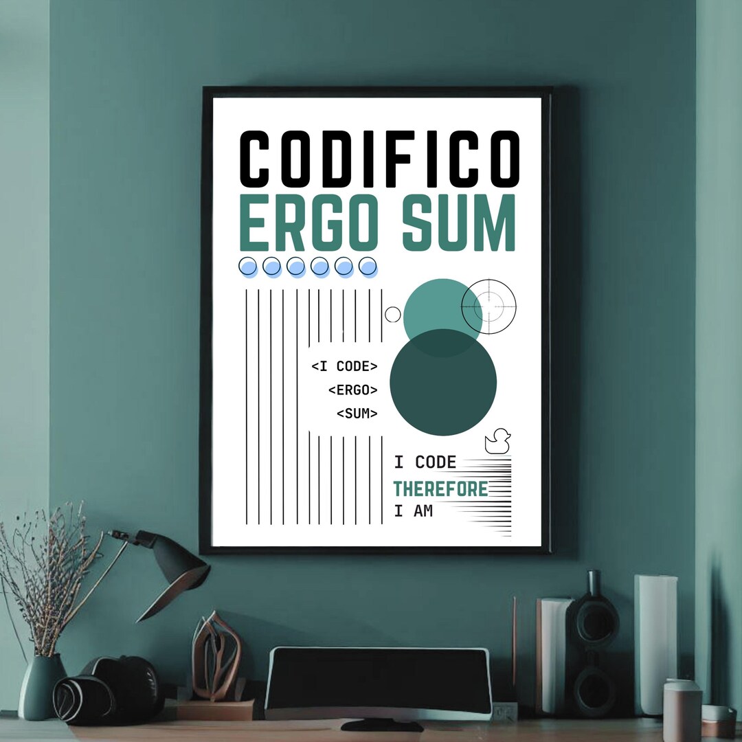 I Code Therefore I Am Tech Decor. Programmer Digital Wall Art. Home ...