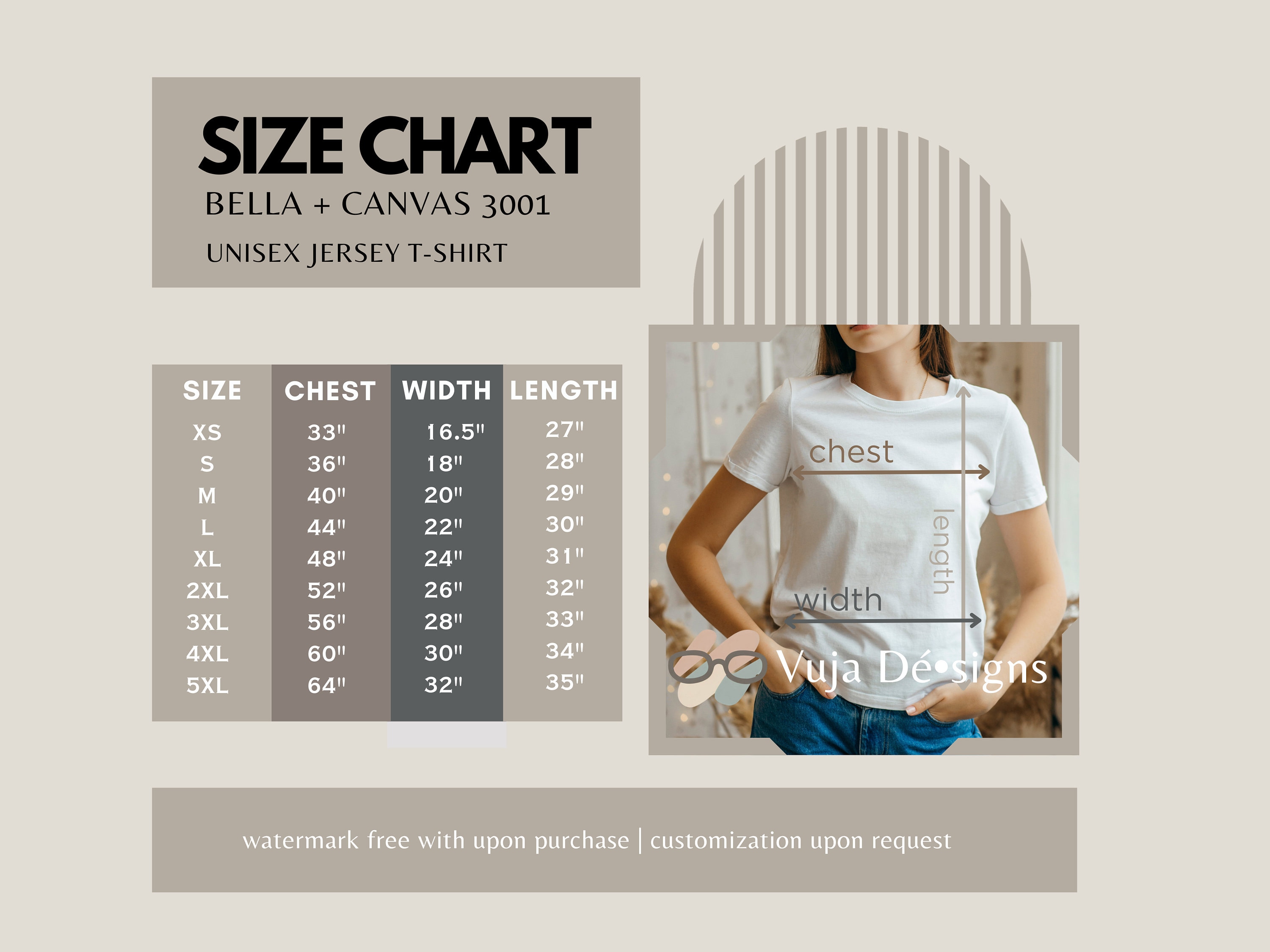 Bella Canvas Size Chart 3001 3001 SIZE CHART Bella Canvas 3001 Size ...