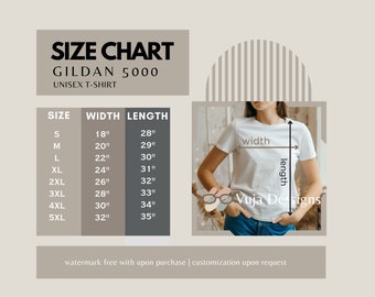 5000 Size Chart Mockup G5000 Size Chart G 5000 Unisex Size Chart Woman ...
