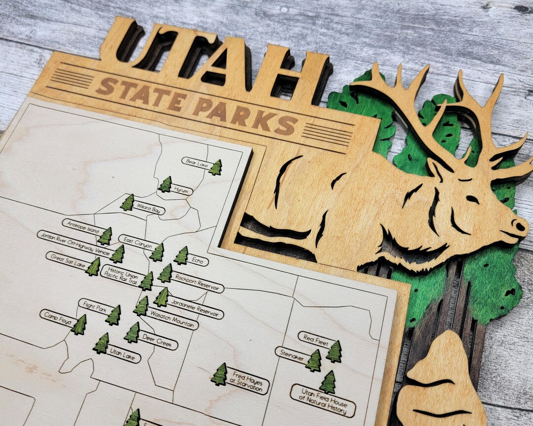 3D Utah State Parks Map, State Parks Marker, Personalized Utah State ...