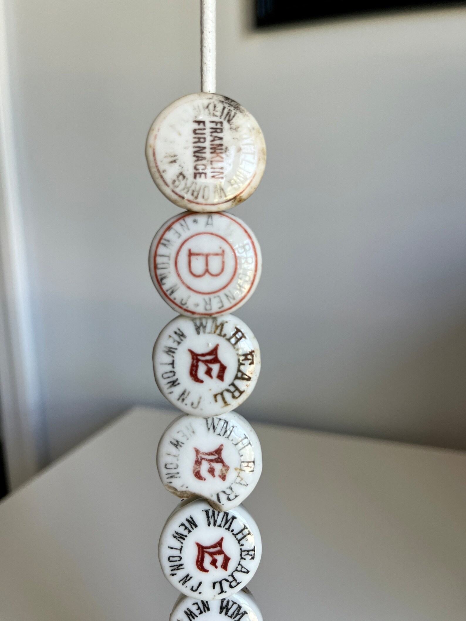 Collection of 9 Antique Porcelain Stoppers With NJ Monograms From 19th ...