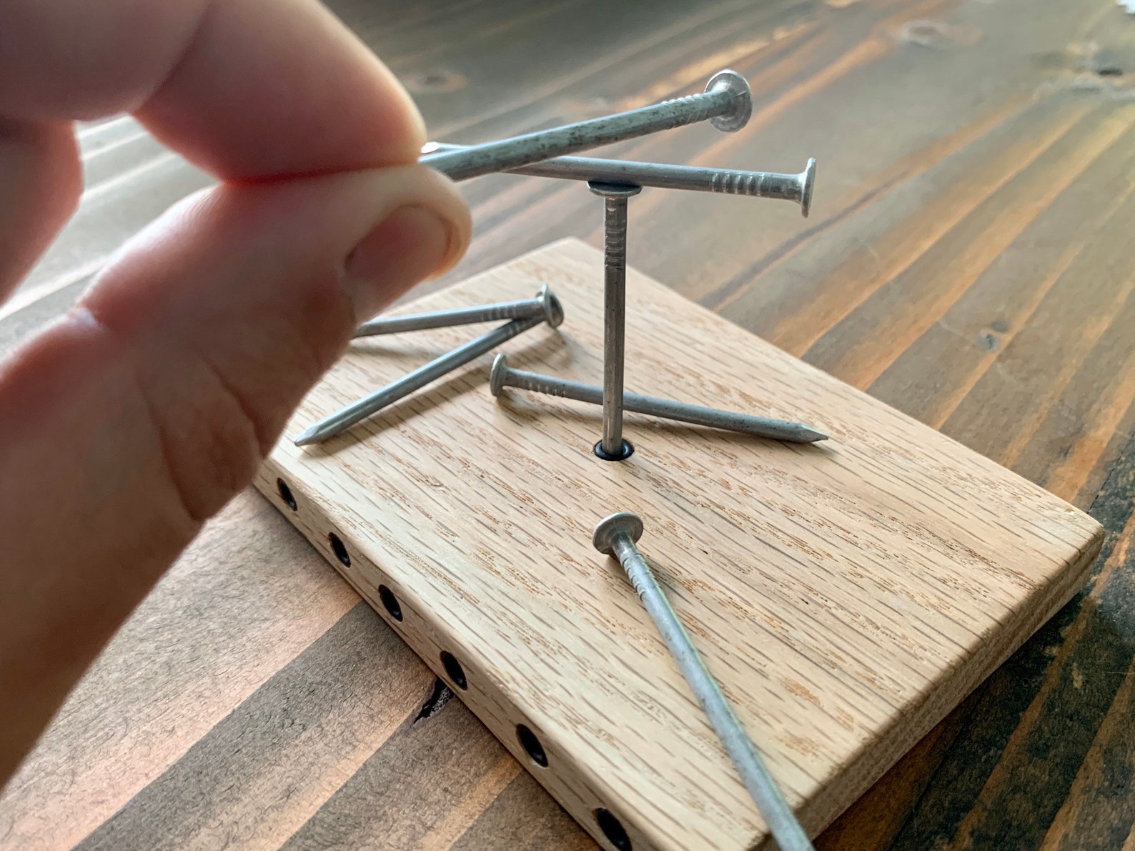 Handmade Wooden Nail Balancing Puzzle Toy Game With Built in Storage ...