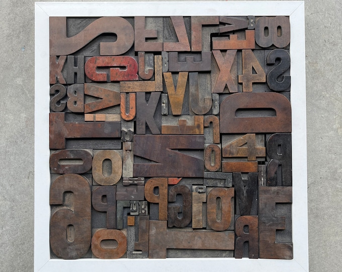 Antique Letterpress Printing Wooden Blocks Collection, Wall Display ...