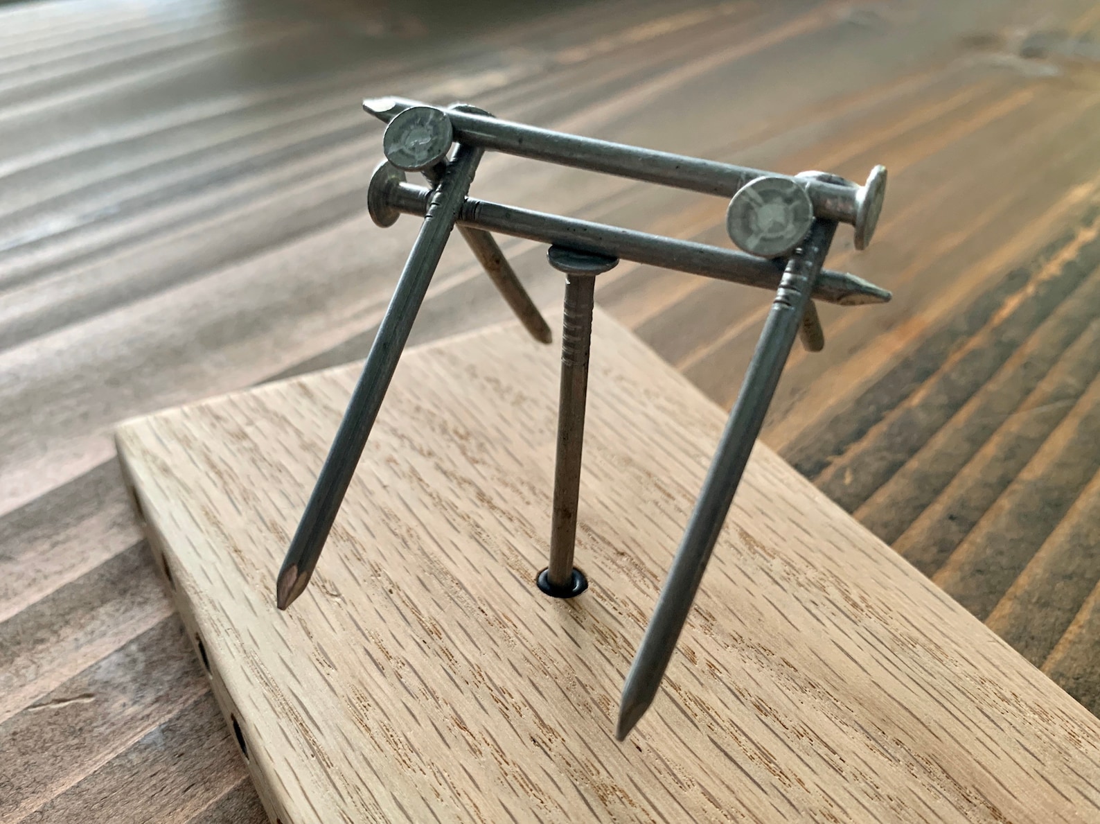 Handmade Wooden Nail Balancing Puzzle Toy Game With Built in Storage ...