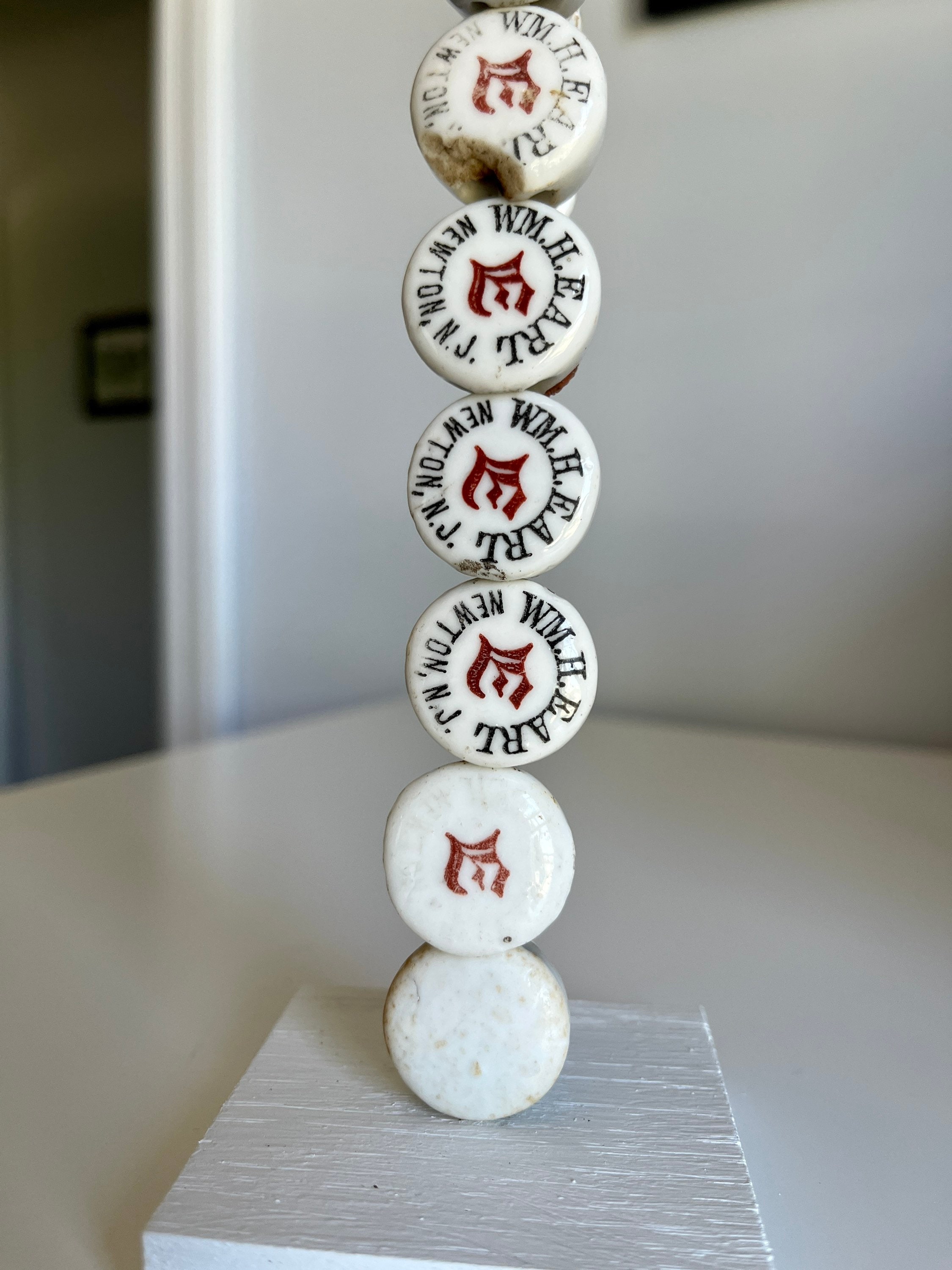 Collection of 9 Antique Porcelain Stoppers With NJ Monograms From 19th ...