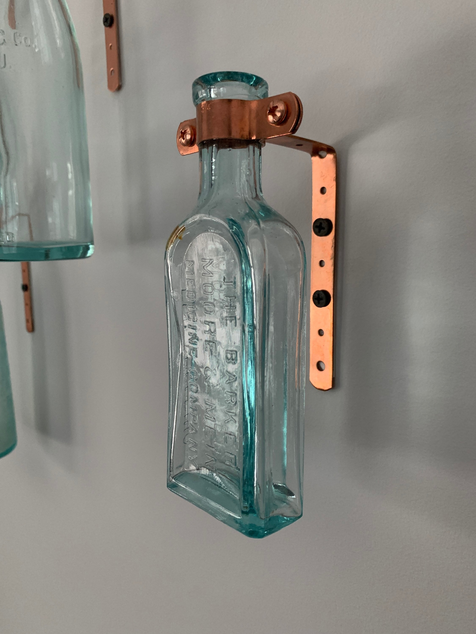 Floating Copper Hangers for Bottle Collection Wall Display - Etsy