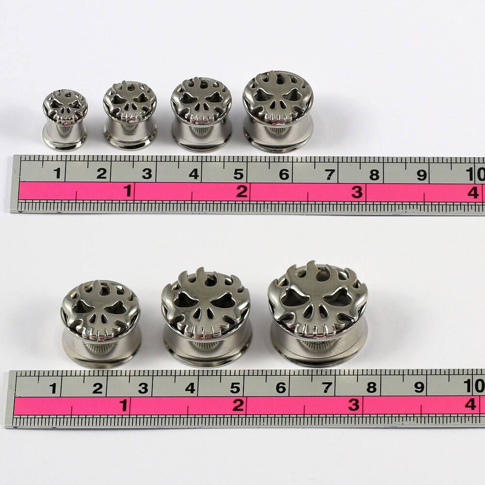 Burning Skull Flesh Tunnel-sold by Piece Skull Gauges - Etsy UK