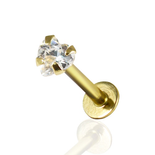 14K Gold Labret Heart CZ Labret/ Cartilage Stud Tragus - Etsy