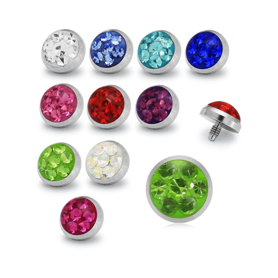 Crystal Dermal Top Surgical Steel Microdermal 14G Stud Price for 1 ...