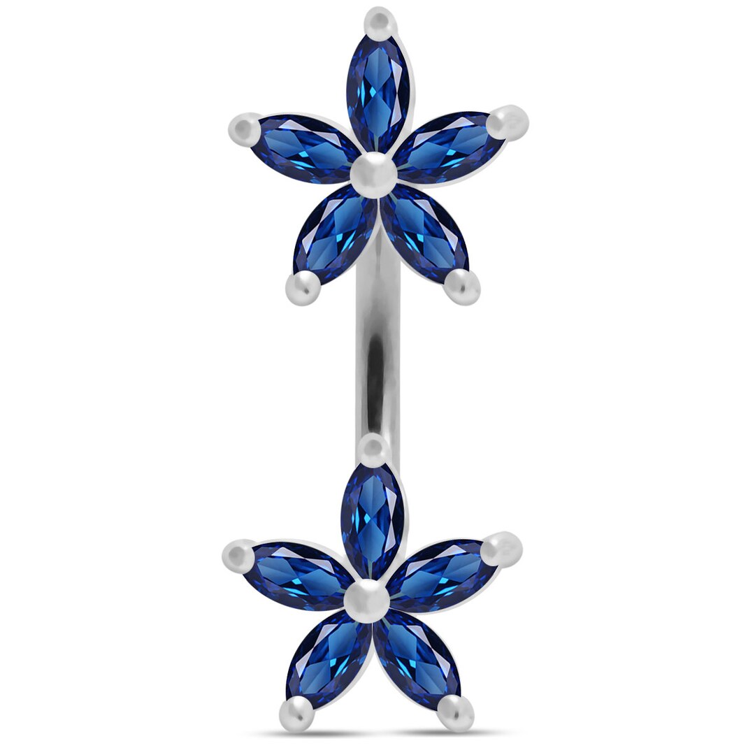 Double Flower Belly Ring Belly Button Rings Belly Button Jewelry