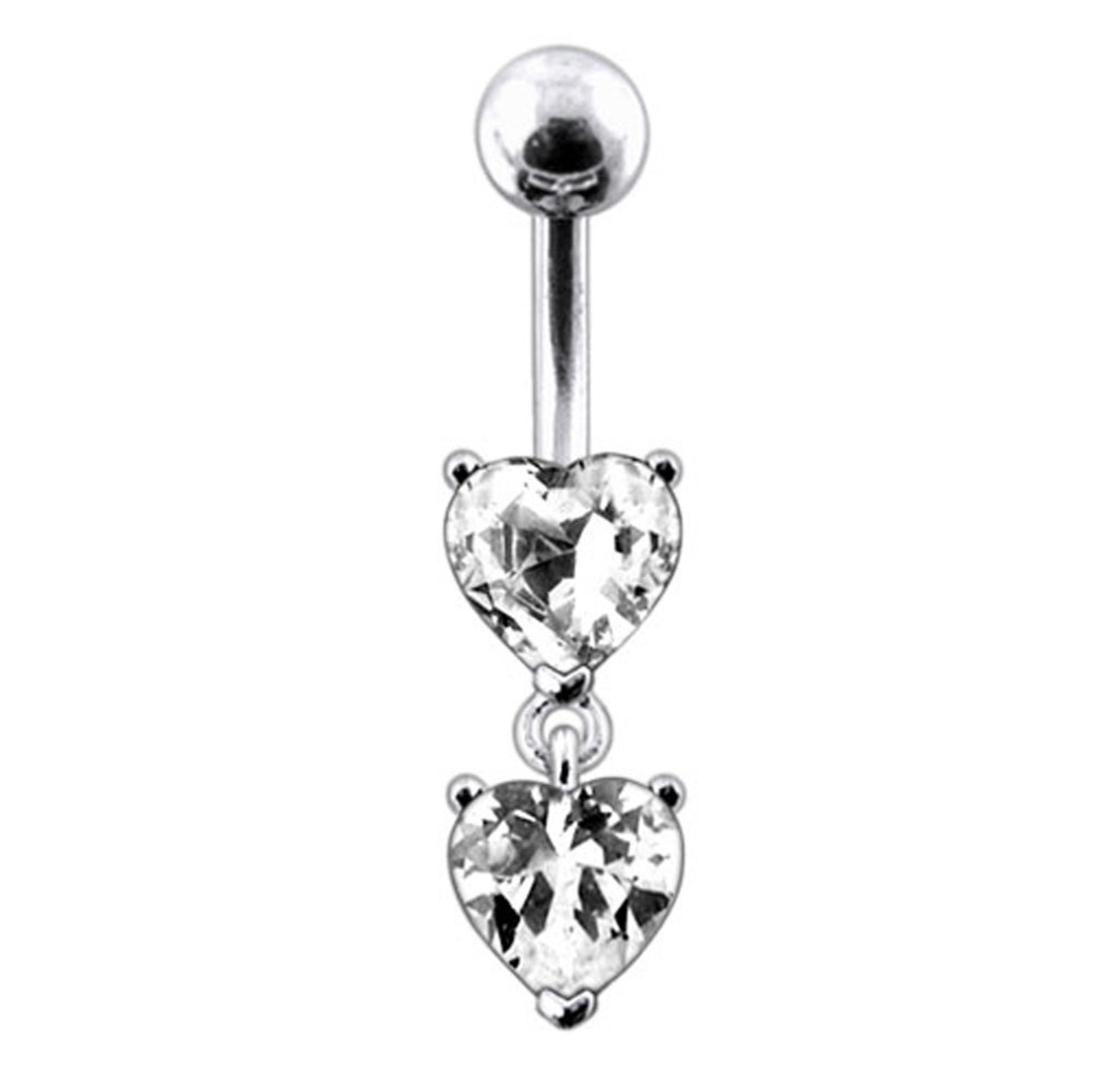 Double Heart Belly Ring Navel Ring Dangle CZ Belly Button | Etsy UK