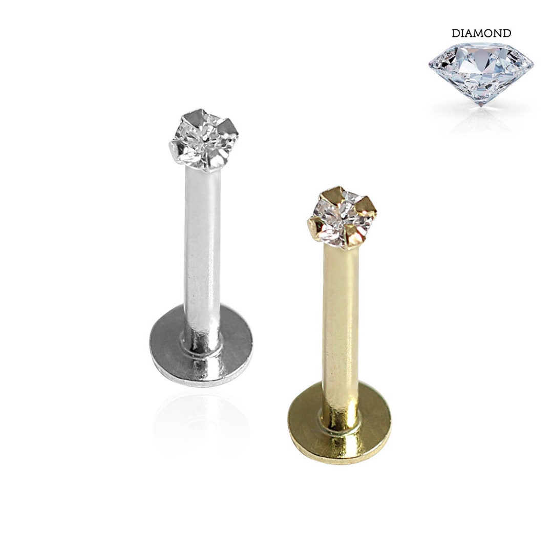 Lab Grown Diamond Labret 14K Gold Labret Cartilage Earring/lip Stud 16 ...