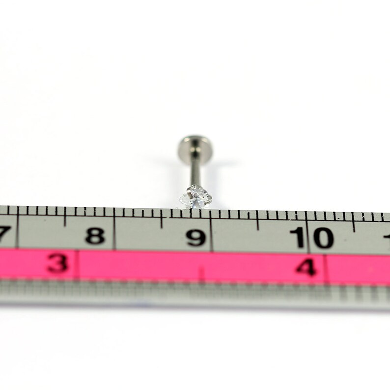 Crystal Heart Labret Steel Lip Stud/ Cartilage Earring Flat - Etsy