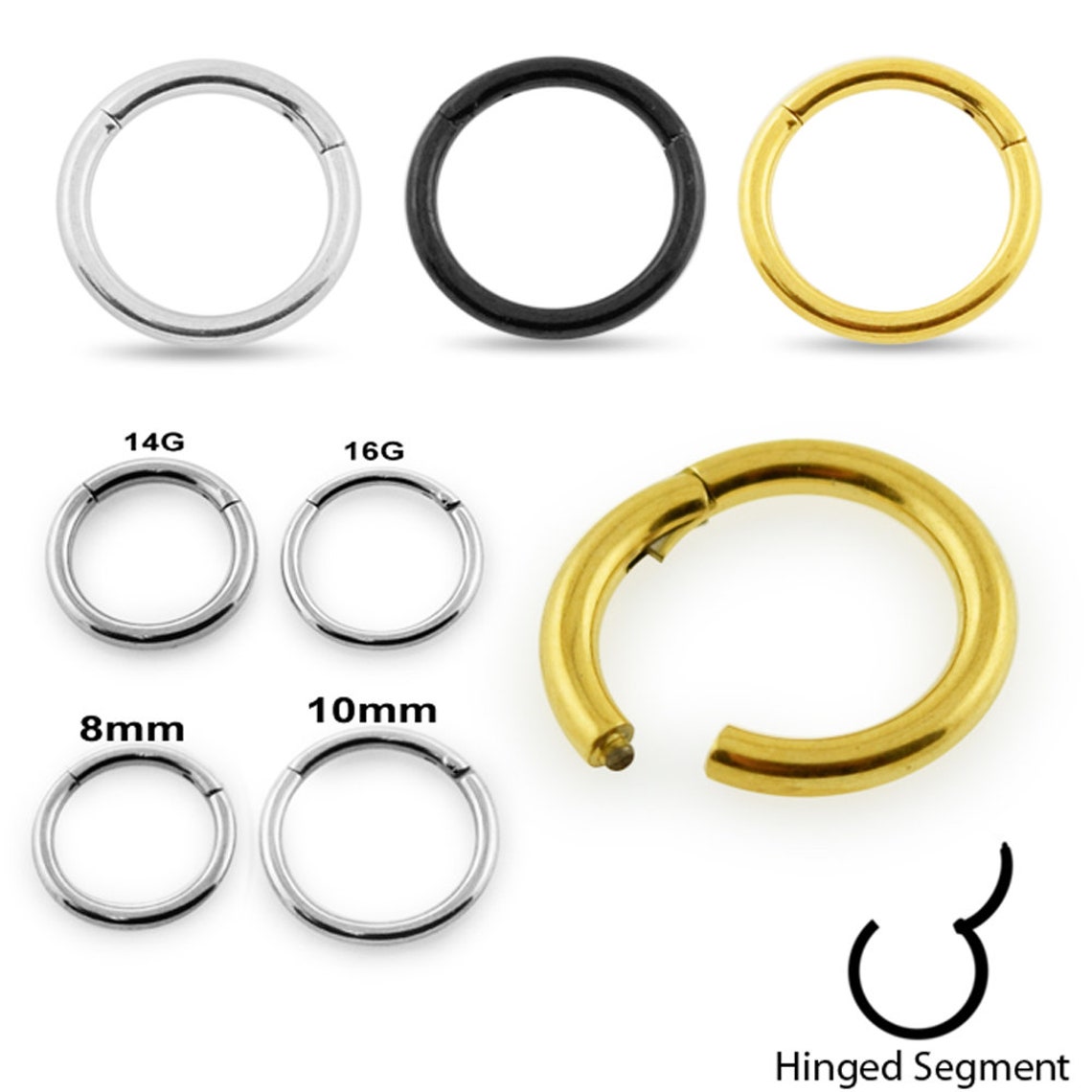 Titanium Anodized Hinged Segment Ring Clicker Ring Septum | Etsy