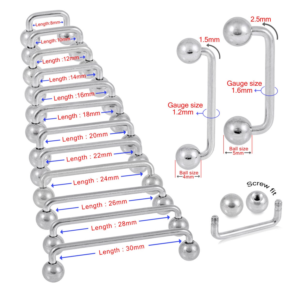 Staple Surface Bar With Round Tops G23 Titanium Barbell | Etsy