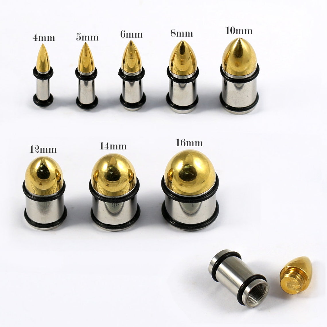 Gold Top Bullet Ear Plugs Sold by Piece internally Threaded - Etsy