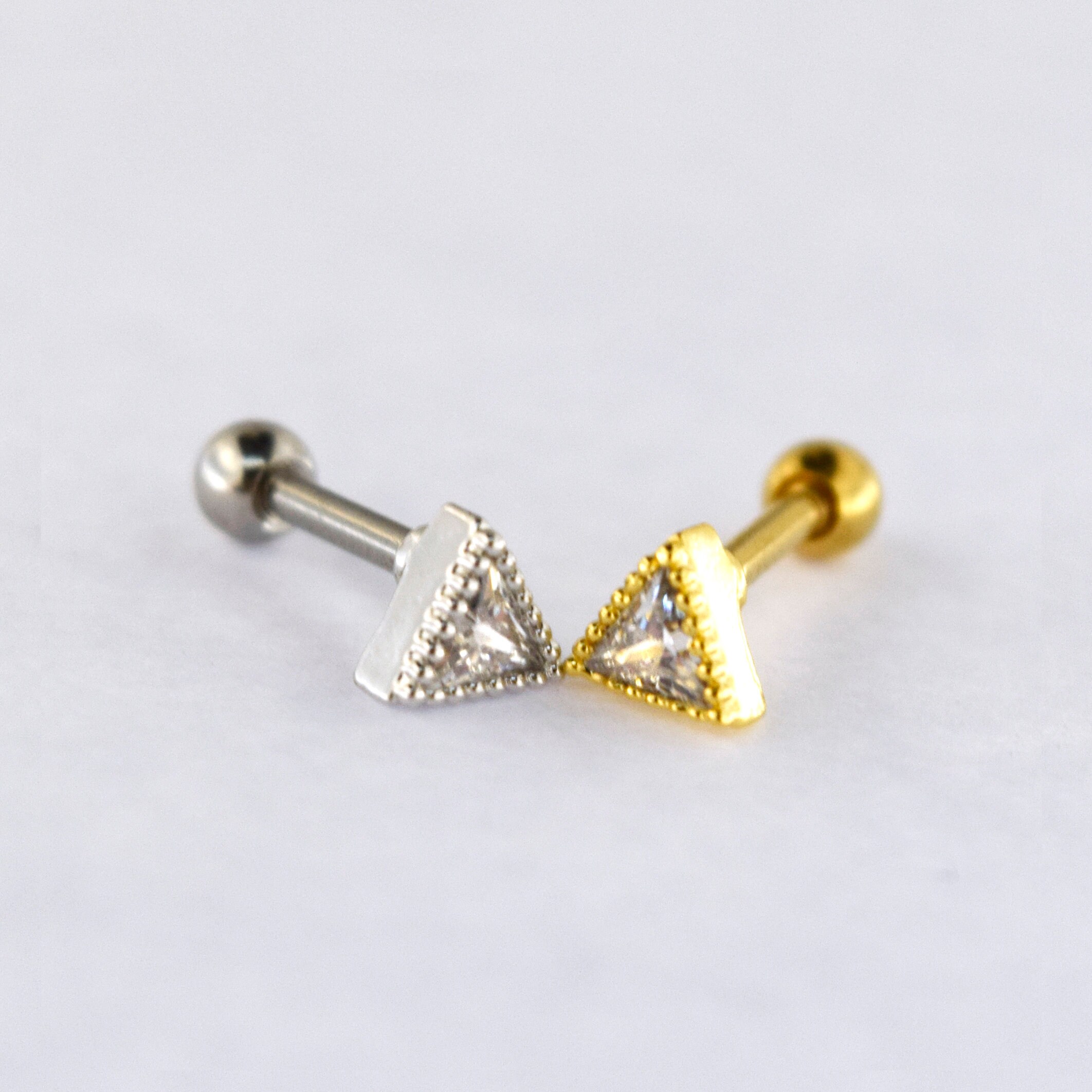 Jeweled Triangle Cartilage Earring Tragus Ring/ Helix Stud/ - Etsy