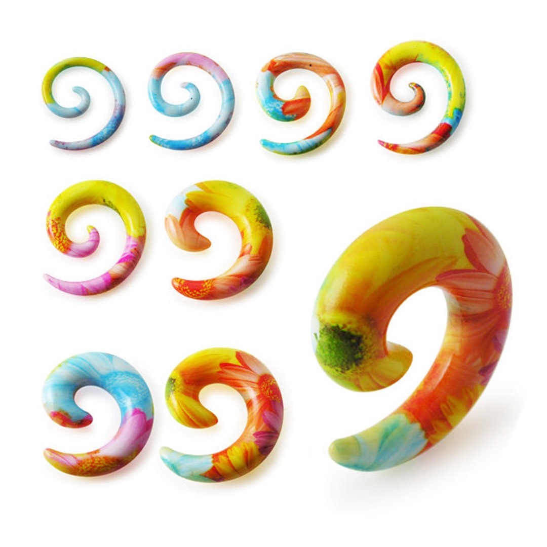 Colorful Flower Gauges Spiral Gauges Ear Tapers Unique Gauges Ear ...
