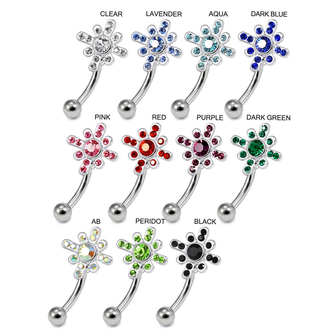 Jeweled Star Eyebrow Barbell/ Rook Barbell Sterling Silver - Etsy