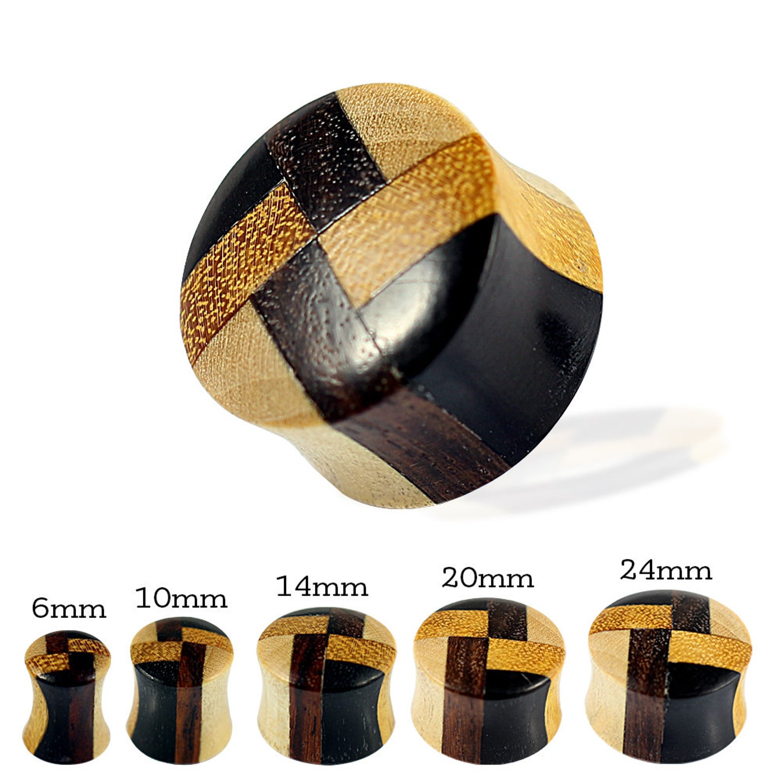 Multiple Wood Ear Plugs iron Crocodile and Saba Wood | Etsy