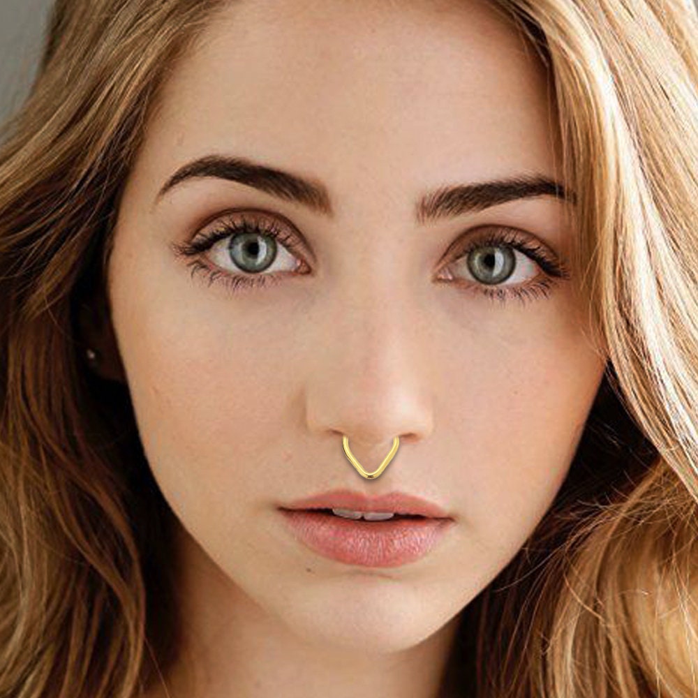 Triangle Septum Ring V Shape Hinged Septum Ring Septum | Etsy