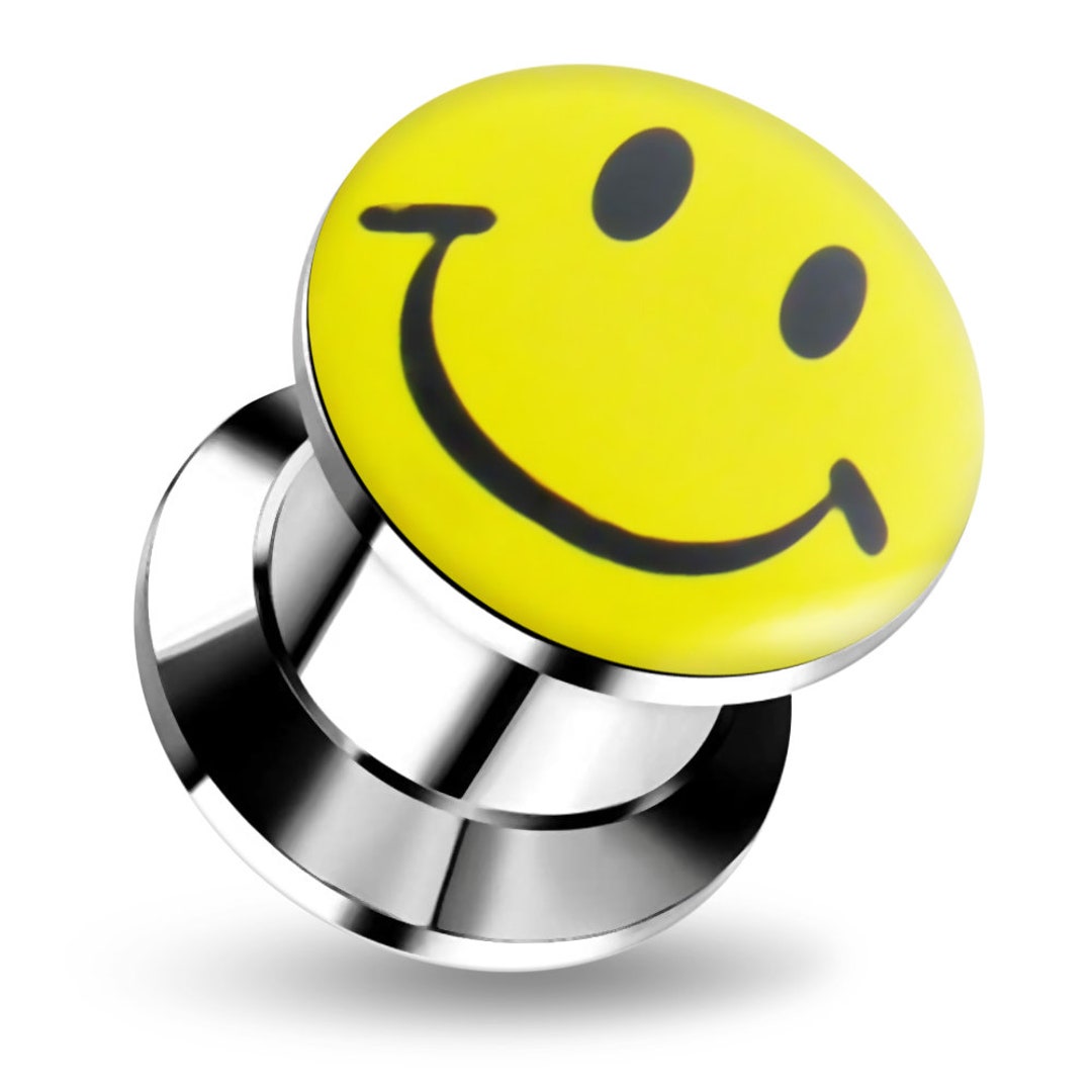 SS Internal Screw Fit With Smiley Logo Ear Tunnel-price for One Piece ...