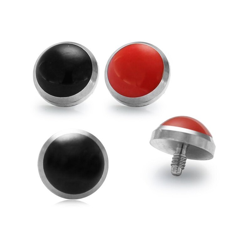 Black/red Dermal Top Surgical Steel Microdermal 14G Top - Etsy