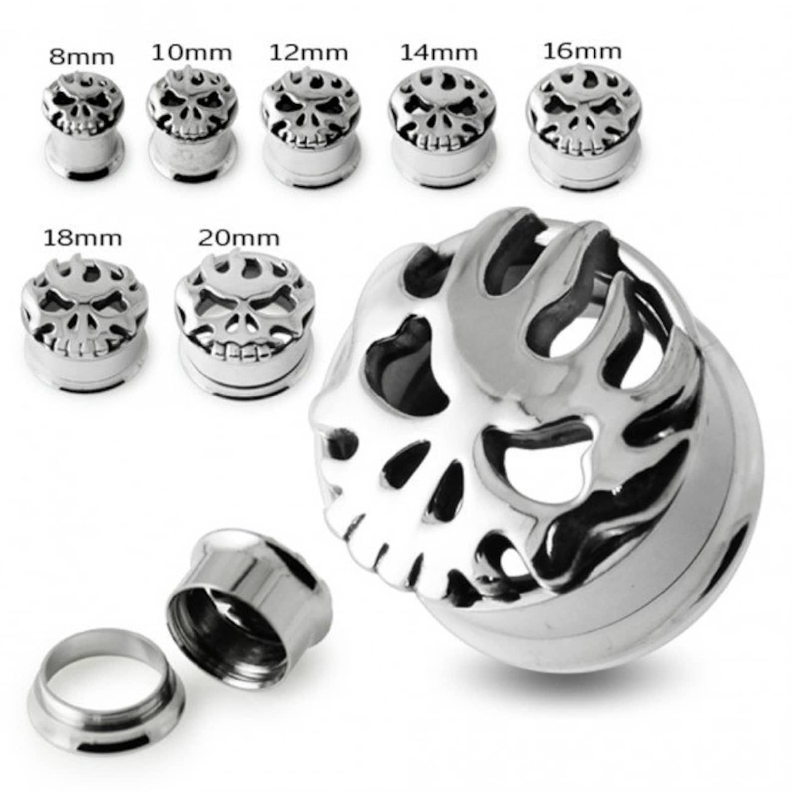 Burning Skull Flesh Tunnel-sold by Piece Skull Gauges - Etsy UK