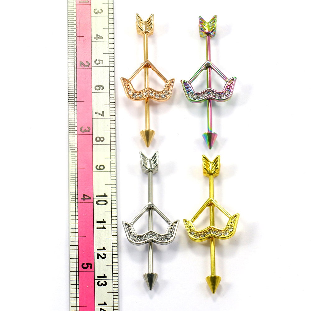 Bow and Arrow Industrial Piercing Bar 38mm Straight Barbell | Etsy