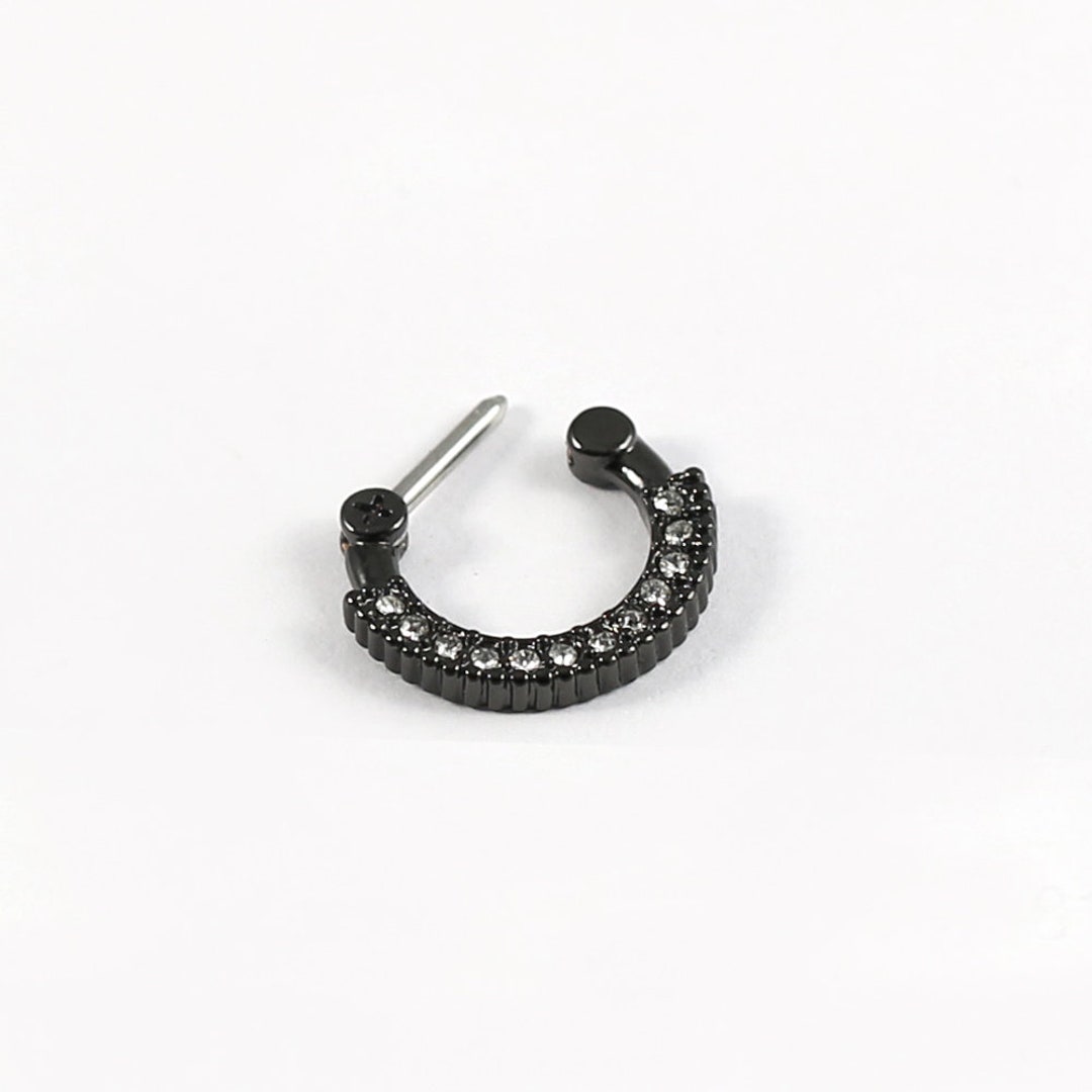 Tribal Black Septum Ring Gemstone Septum Ring Septum Clicker Ring ...