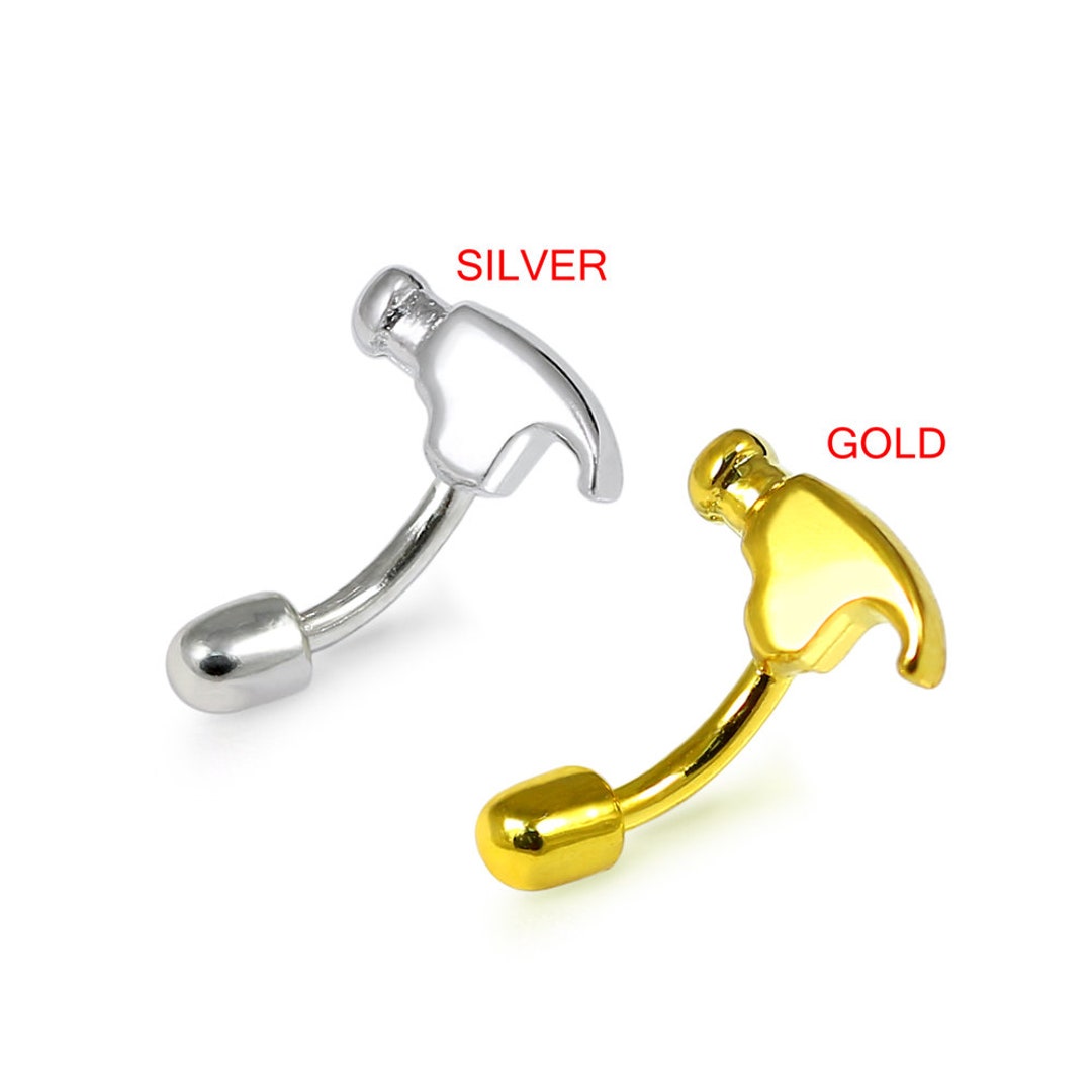 Hammer Eyebrow Ring/ Rook Piercing Ring Sterling Silver and Surgical ...