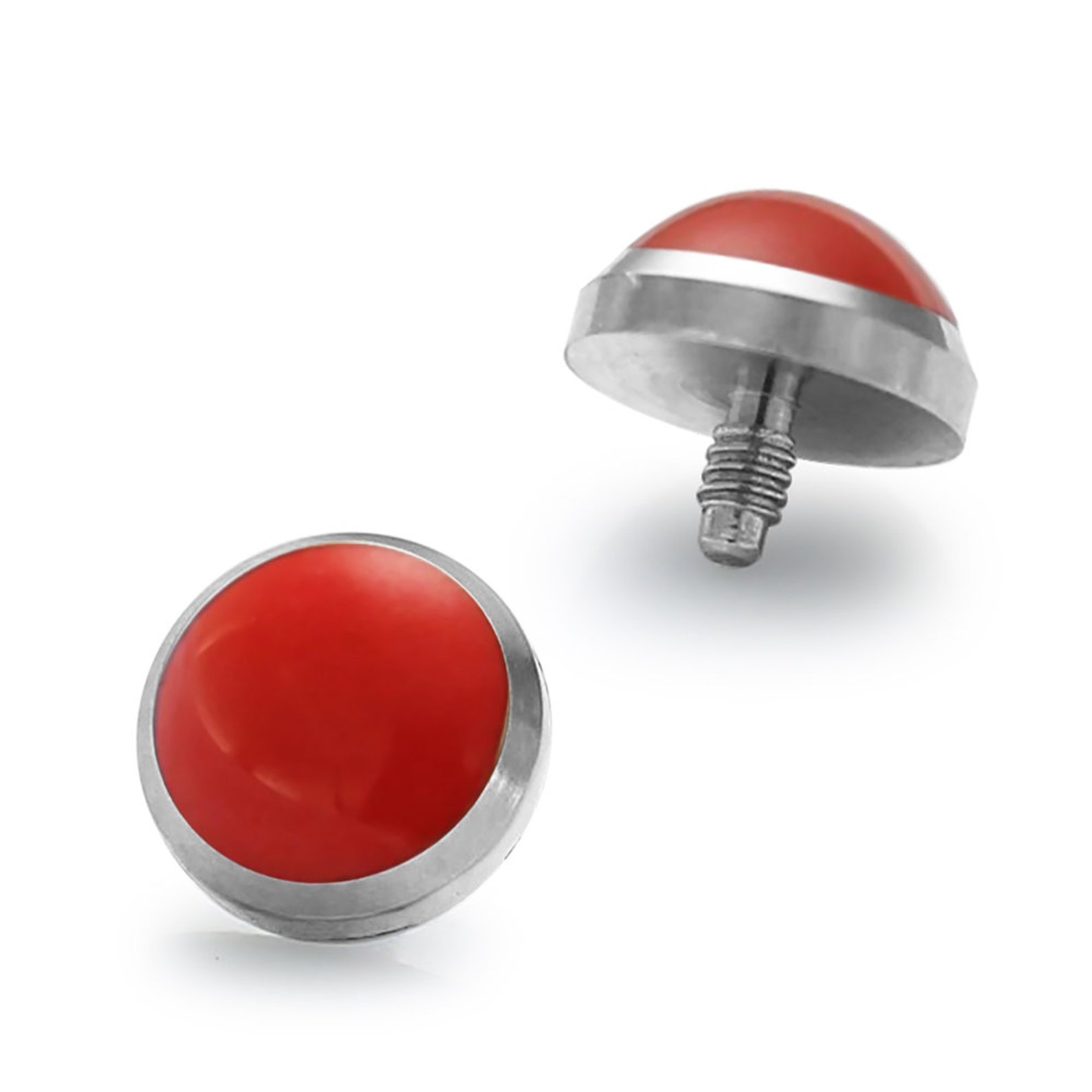 Black/red Dermal Top Surgical Steel Microdermal 14G Top - Etsy